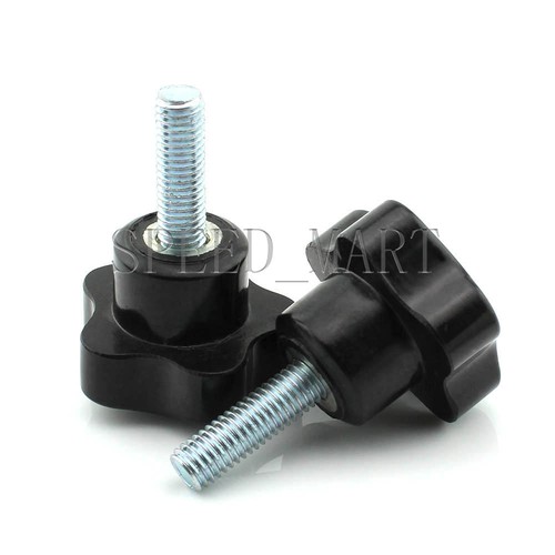 2 pcs Black Plastic M8 20mm male Thread Star Shaped Head Clamping Nuts ...