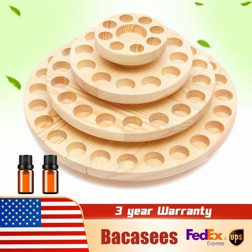 63 Slots Rotating Essential Oil Bottle Holder Display Stand Wooden ...