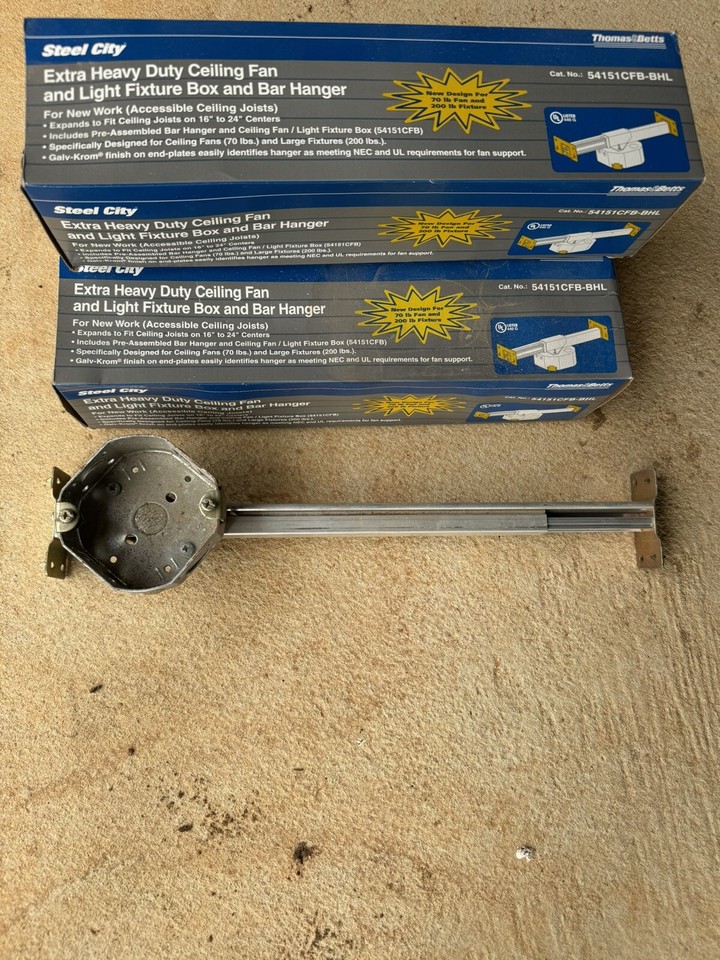 Fan Brace - Electrical Box and Support Bar for Ceiling Fans and Light ...