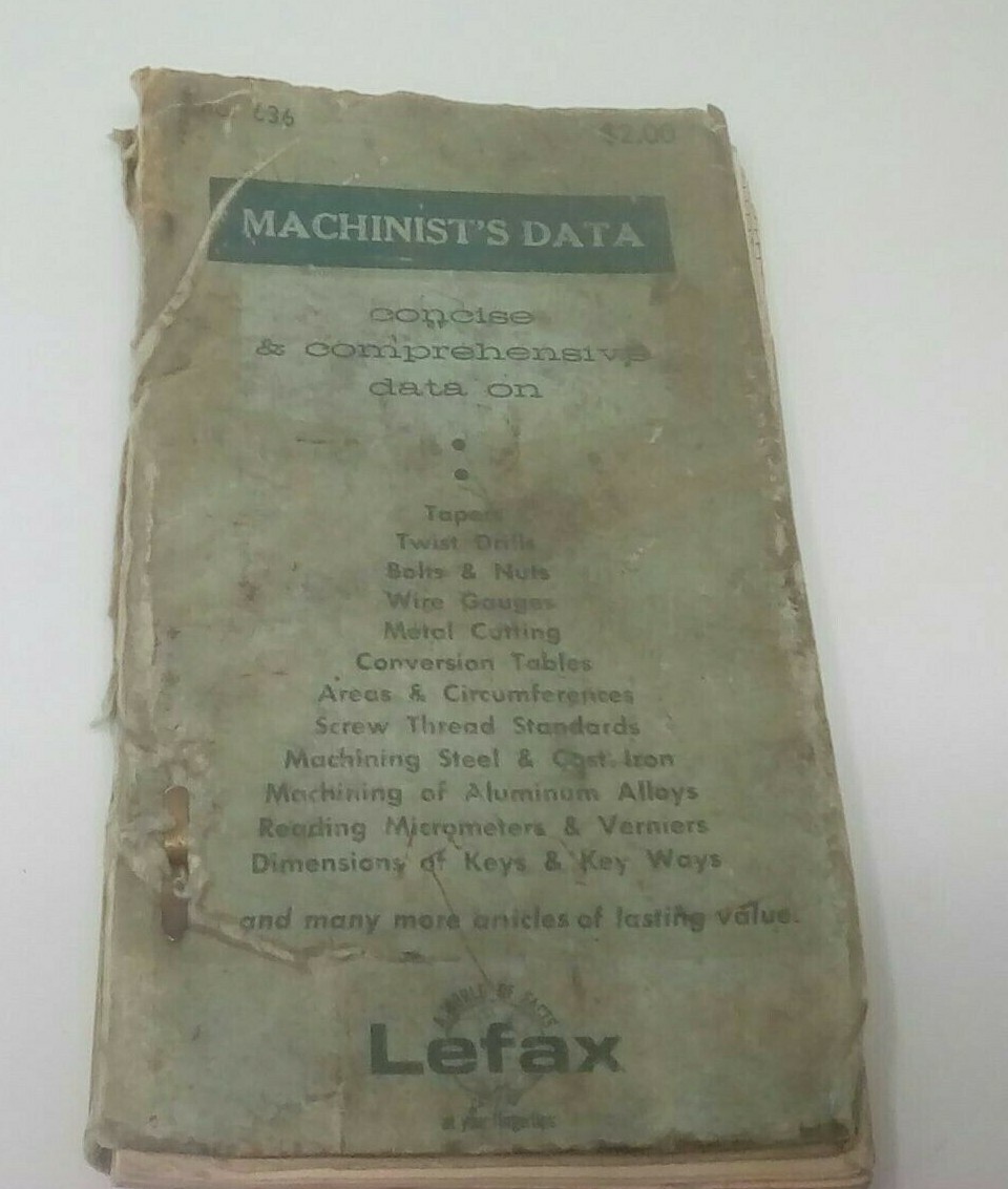 Lefax Machinist Data Sheets VTG Concise and Comprehensive Data- World ...