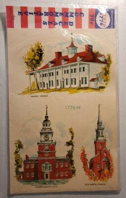 Historic Buildings Vintage 1776-1976 Bicentennial Large Meyercord Decal ...
