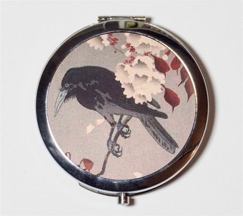 Crow Japanese Woodblock Cherry Bl Compact Mirror Make Up Pocket Mirror ...