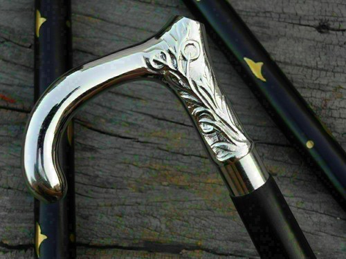 Brass inlaid Designer Handle Walking Stick cane Gift | eBay