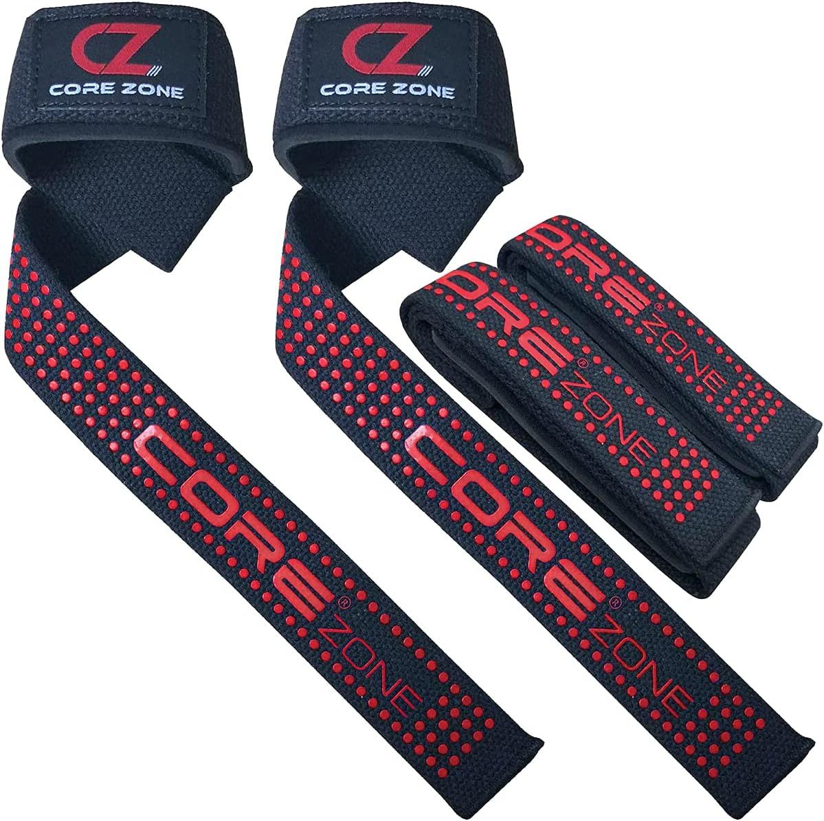 COREZONE Wrist Straps for Weightlifting Non-Slip Grip - 1 Pair, RED | eBay