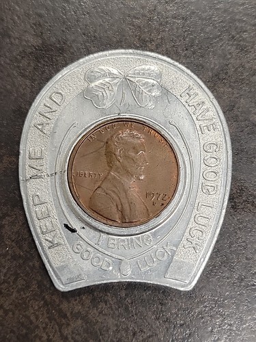 1972 D Good Luck Never Go Broke Encased Wheat Cent Lucky Penny FARMERS ...