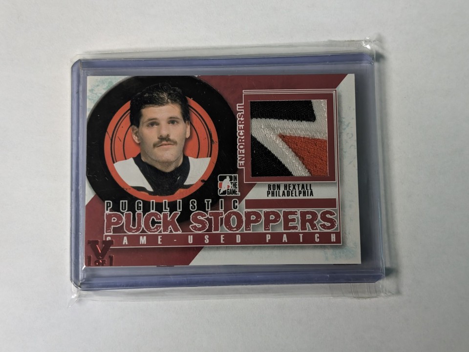 2013-14 ITG Enforcers Pugilistic Puck Stoppers Jersey Patch 1/1 Ron ...
