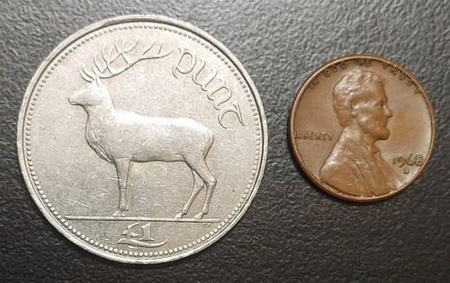 1995 Ireland Punt 1 Pound XF Large Coin KM 27 Rain Deer 🦌 | eBay