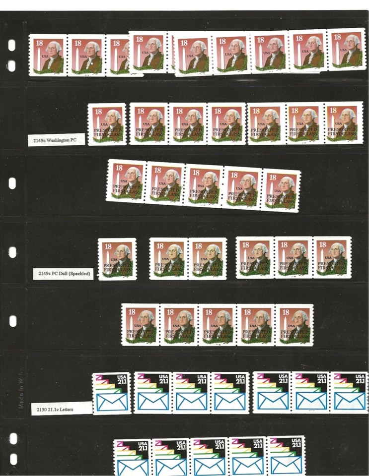 U S Stamps collection of plate number coils strips/pairs all MNH 16 ...