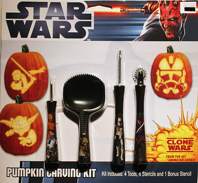 STAR WARS PUMPKIN CARVING KIT Clone Tools Patterns Halloween Jack O ...