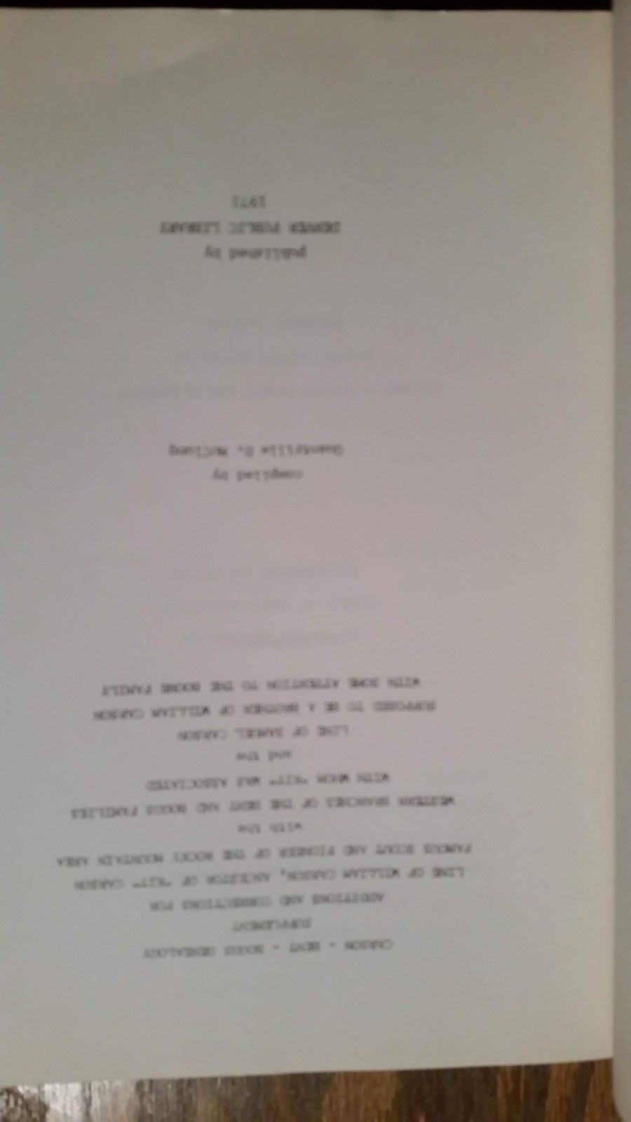 Carson-Bent-Boggs Genealogy Supplement Compiled by McClung 1973 Soft ...