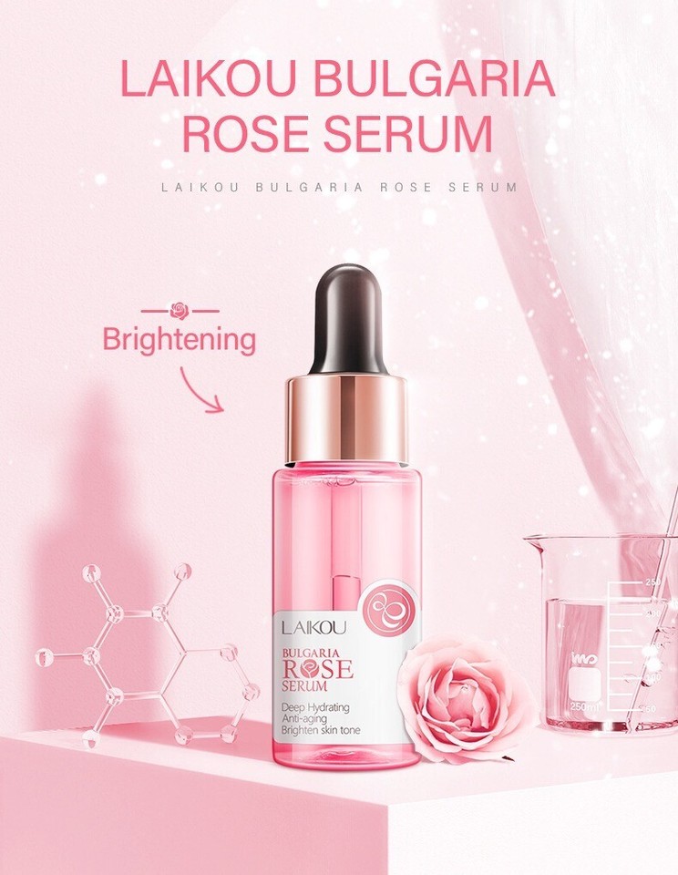 LAIKOU Bulgaria Rose Serum Deep Hydrating Anti-Aging Brighten Skin Tone ...