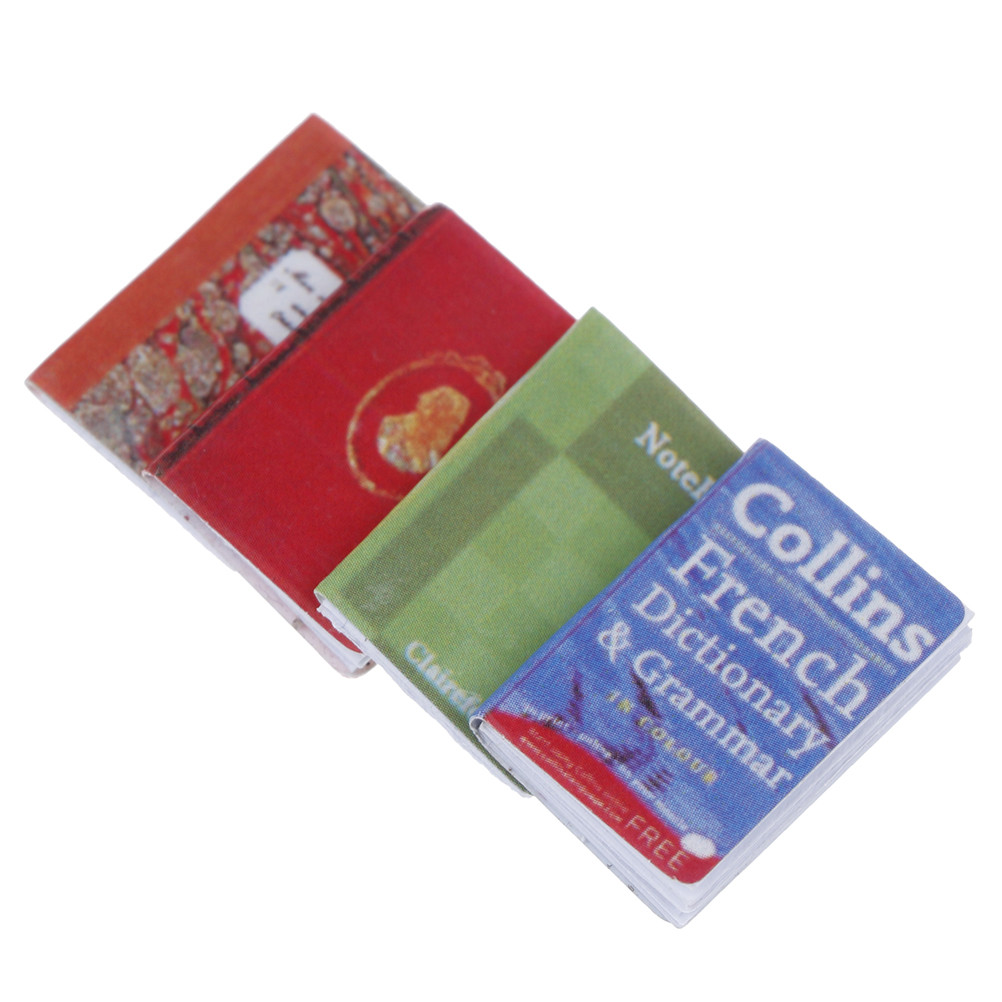 4Pcs/Set Dollhouse miniature mini book paper notebook magazine home ...