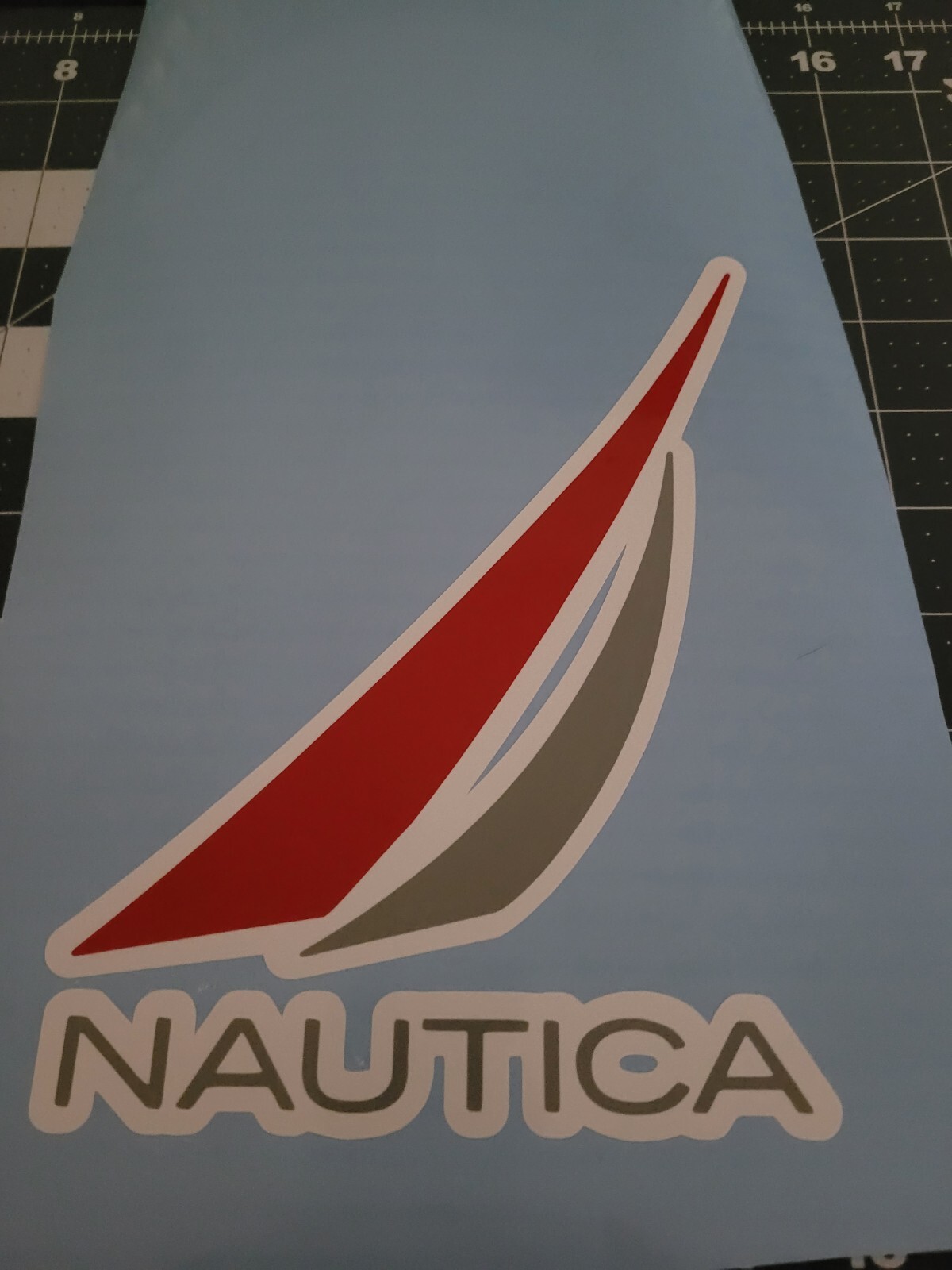 NAUTICA Vinyl Sticker COLOR WHITE red and grey ( MORE COLORS AVAILABLE ...