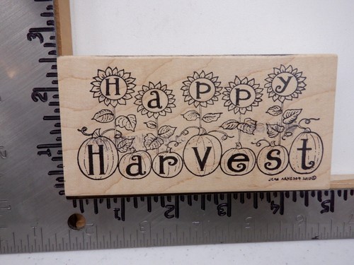 NORTHWOODS HAPPY HARVEST PUMPKINS SUNFLOWERS WOOD RUBBER STAMP EUC ...