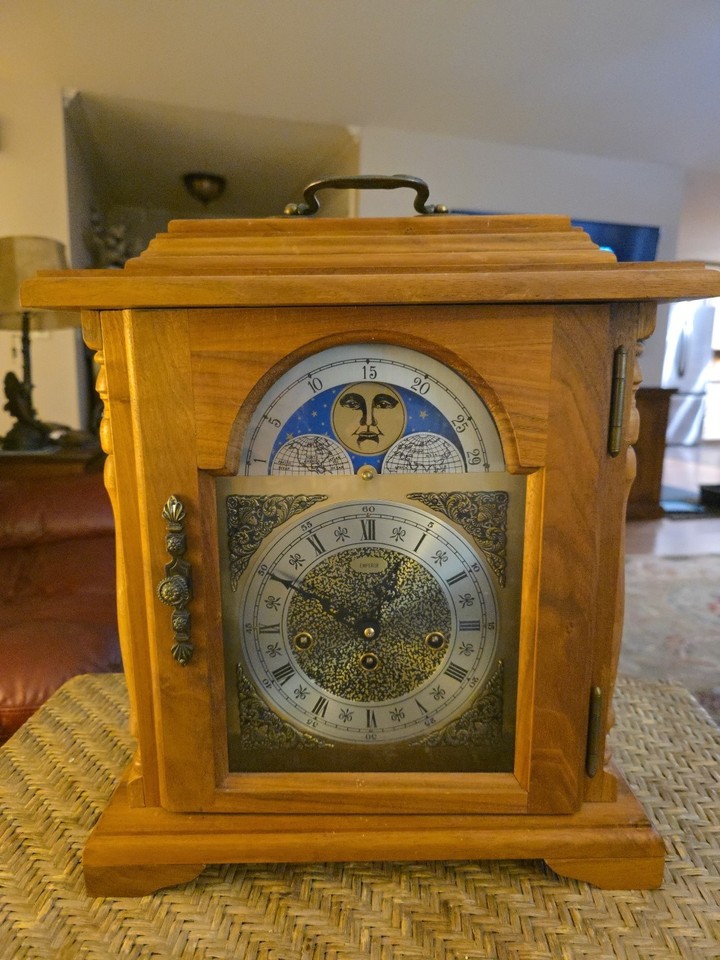 Moon Phase Emperor oak/walnut mantel clock | eBay