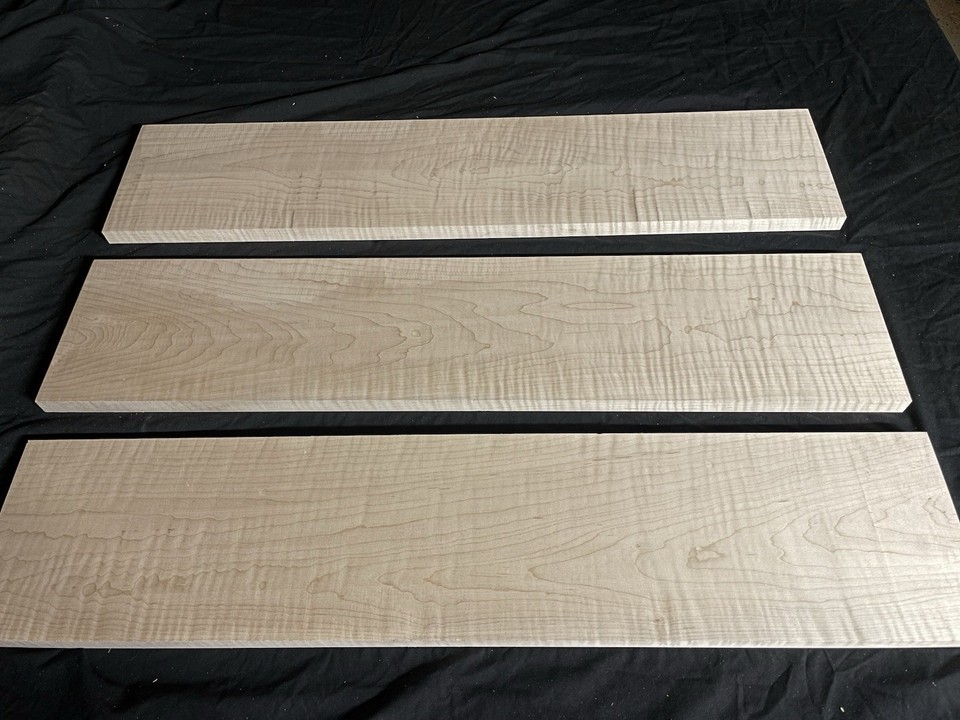 Curly Maple .90x8x36" Tiger S4S Lumber Wood Matching SET 159 SUPER ...