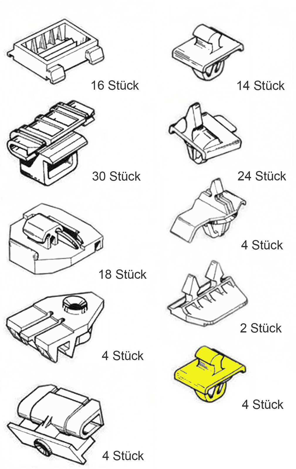 120 X Clips für Mercedes W201 190E 190D Sacco Brett Beplankung Klammern ...
