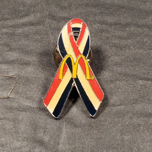 McDonald's Ribbon Red White & Blue Employee Crew Lapel Hat PinBack Fast ...