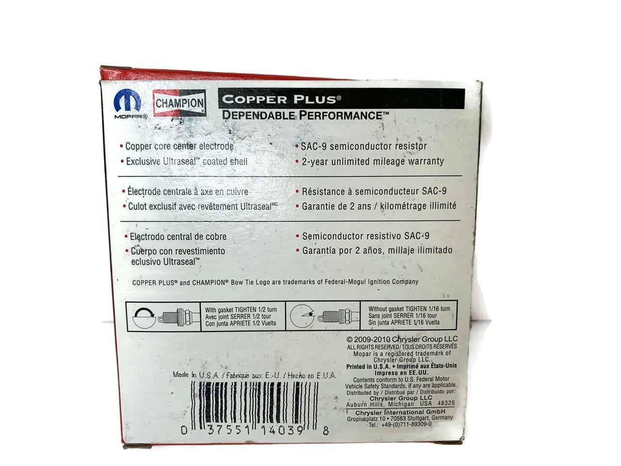 OEM Mopar Copper Plus Spark Plug Dodge 4 Pack 4-SP0RC12ECC RC12ECC for ...