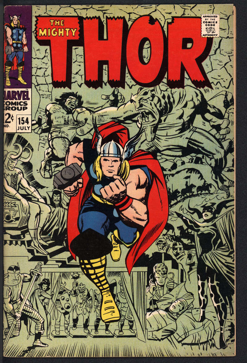 THOR #154 7.0 // JACK KIRBY + VINCE COLLETTA COVER ART MARVEL 1968 | eBay