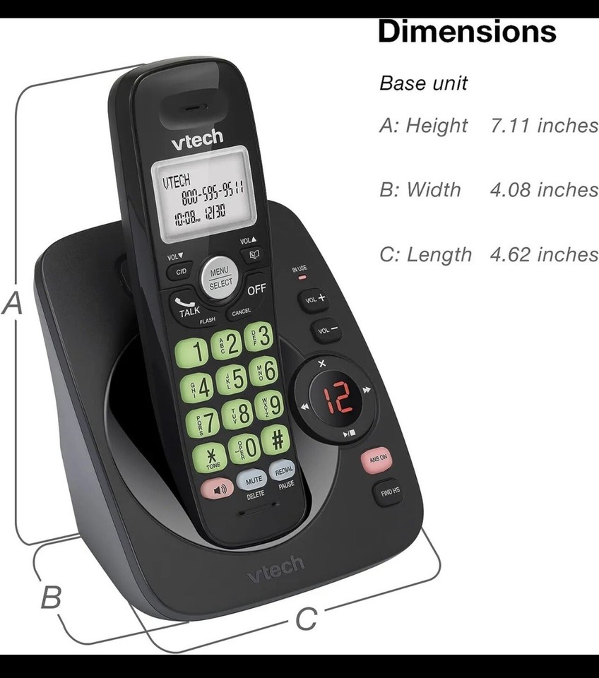 VTech VG104-11 DECT 6.0 Cordless Phone with Answering Machine Black NEW | eBay