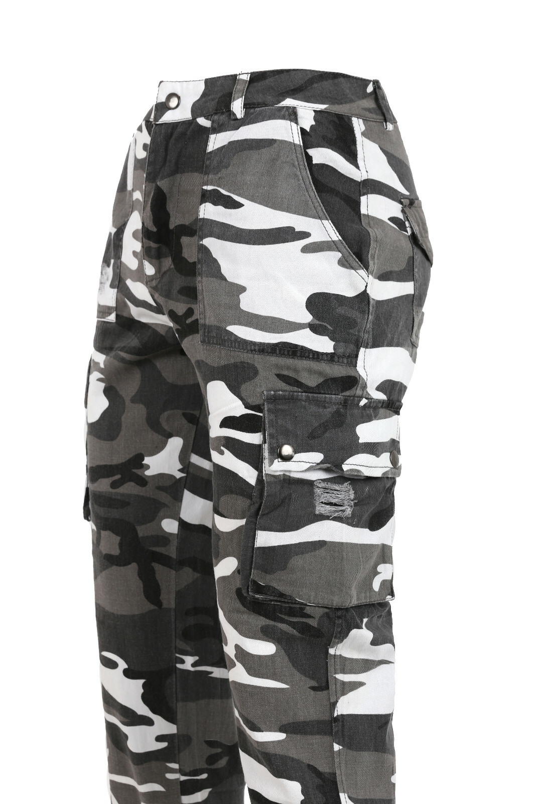 Women Military Style Camouflage Patterned Cuffed High Waist Trouser 4 ...
