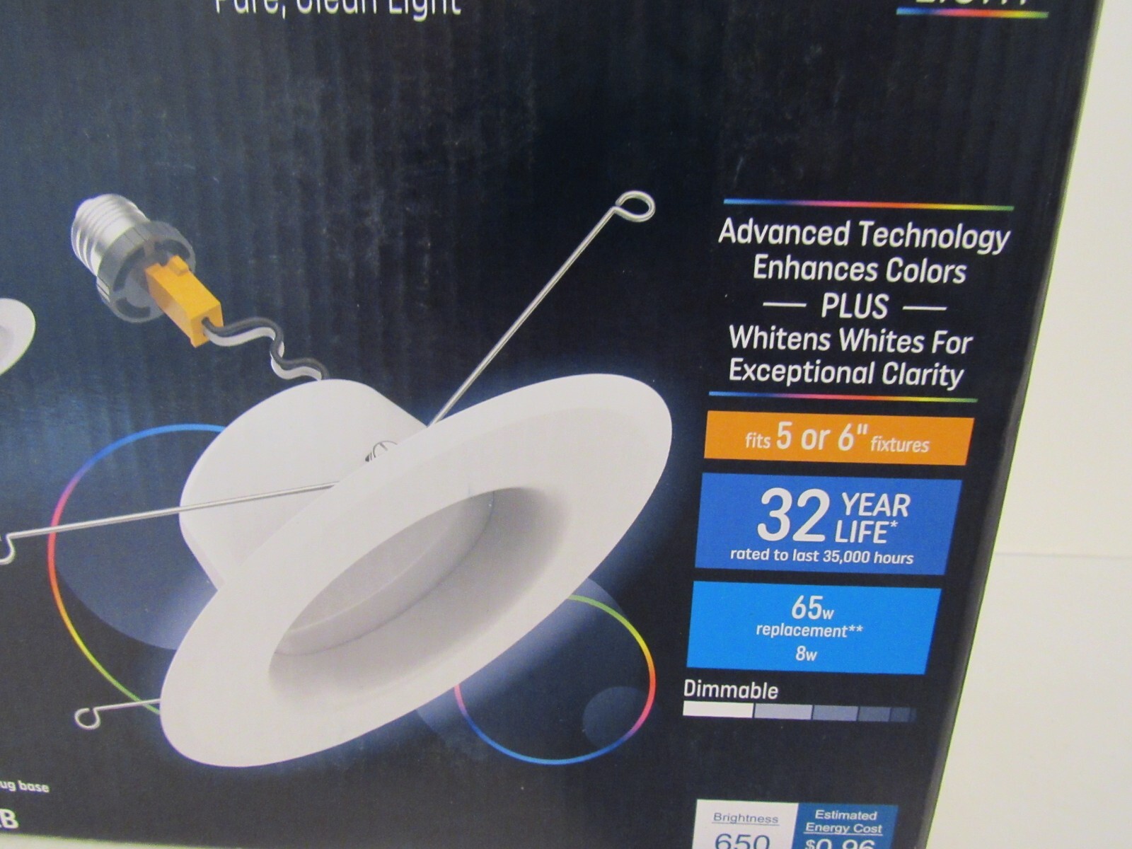 2 Pack of GE Reveal 5”/6" 65w LED White Dimmable Recessed Swivel ...