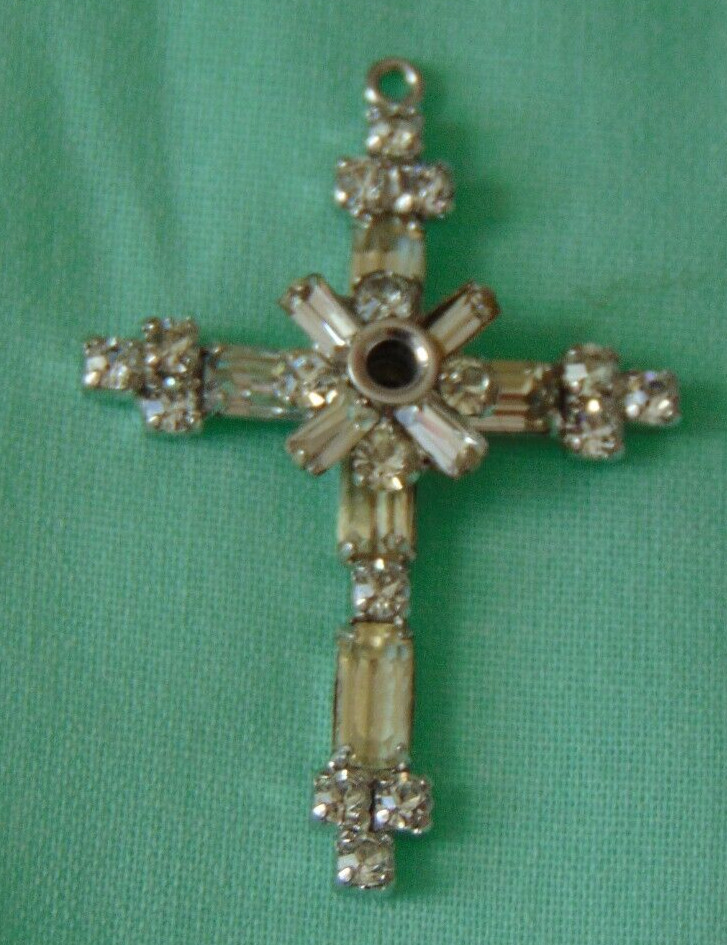 Vintage sterling silver Stanhope rhinestone cross Lor… - Gem