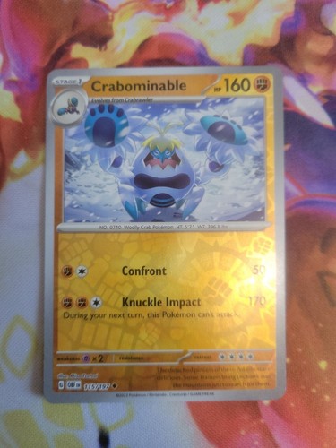 Crabominable - 115/197 Obsidian Flames Reverse Holo Pokemon - NM/MINT ...