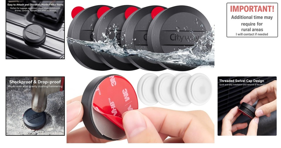 Ultra-Durable Black Airtag Case 4 Pack with Strong Adhesive for Bikes ...