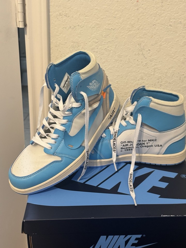 Air Jordan 1 High UNC University Blue Off White, Size 12, AQ0818 148 ...