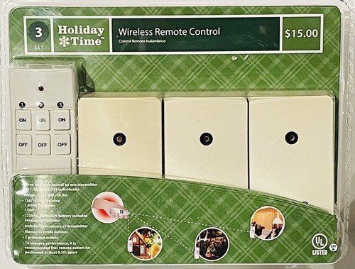 HOLIDAY TIME 3-PK WIRELESS OUTLETS WITH REMOTE CONTROL NIP [CHR8] | eBay