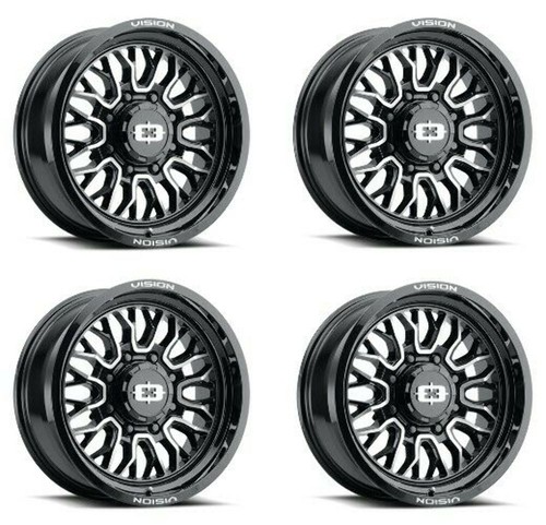 Set 4 22" Vision 402 Riot Gloss Black Machined Face Wheels 22x10 8x6.5 ...
