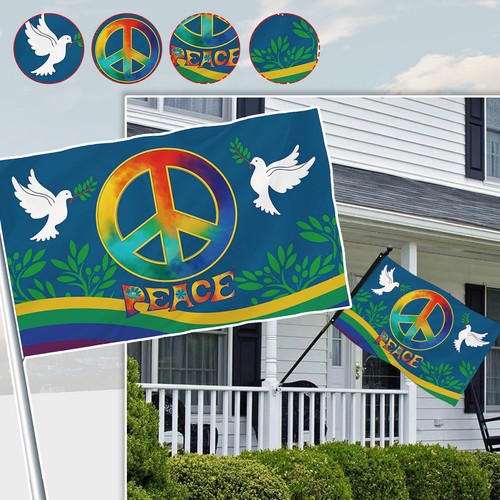 World-Peace Flag 3ft X 5ft Peace-and-Love World Earth Flag Polyester ...
