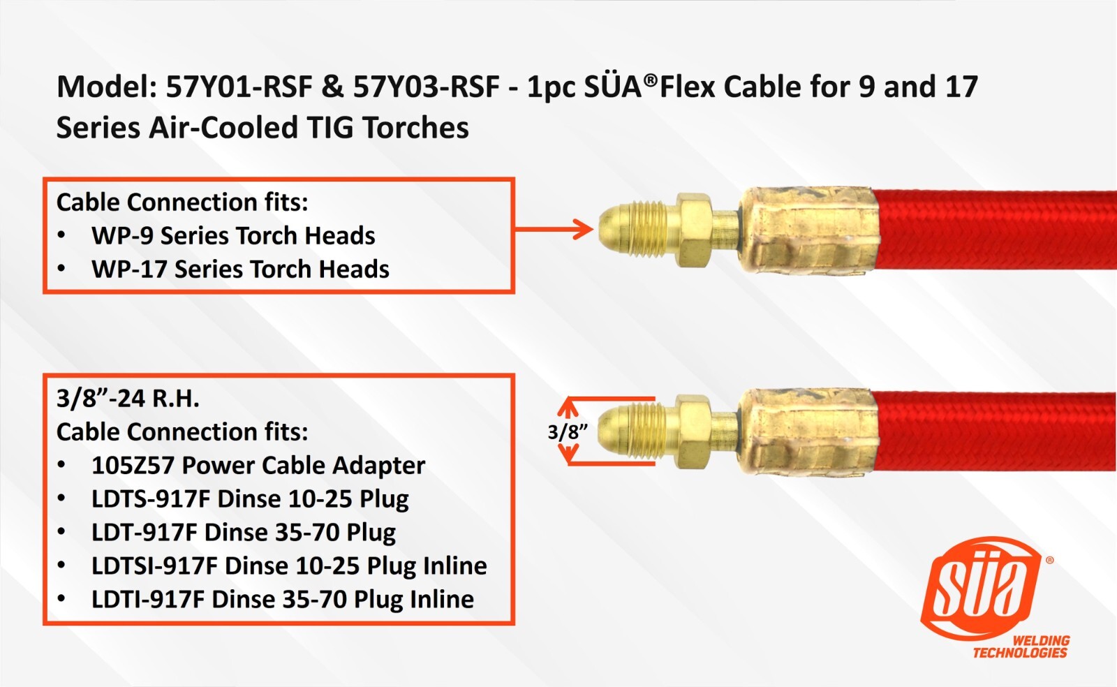 Flexible TIG Torch Power Cable - 1pc - SÜA®Flex for Air-cooled TIG ...