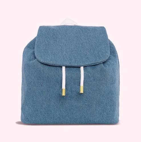 Stoney Clover Lane Denim Flap Backpack NWT SCL Bag Drawstring Camp ...