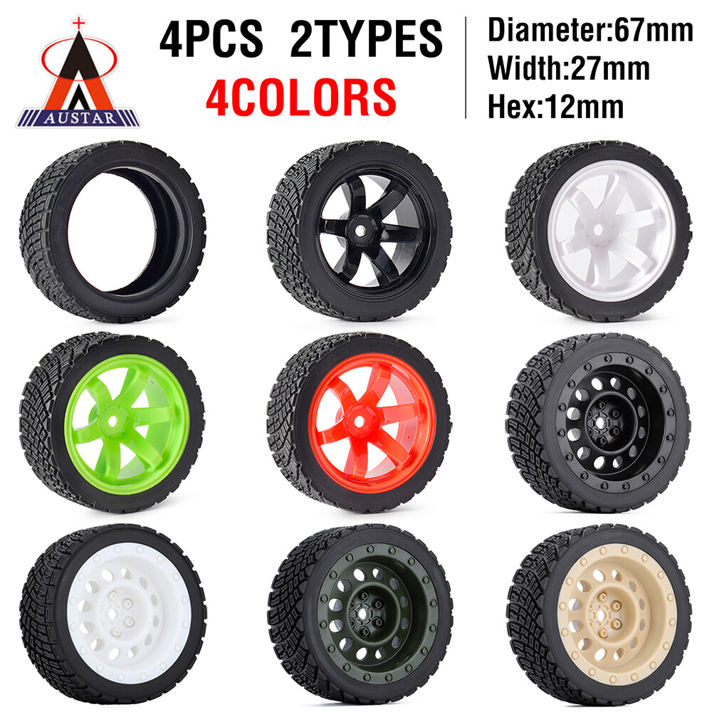 Austar 4PCS 12mm Hex 67mm RC Car Tires Wheel for 1/10 Rolly WLtoys 1/14 ...