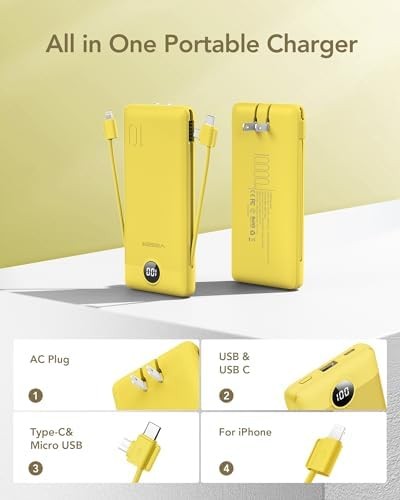 10000mAh Built in AC Plug Power Bank Yellow | eBay