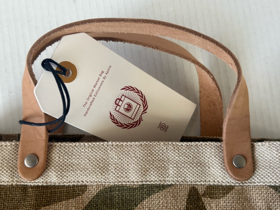 Apolis Global Citizen Reusable Camo Market Bag Burlap Leather Handles ...