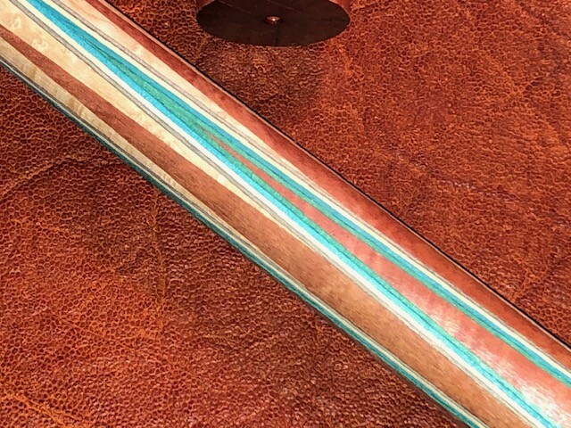 Prather 8 Point Prong Pool Cue Front. Pink Ivory into Bird's Eye Maple ...