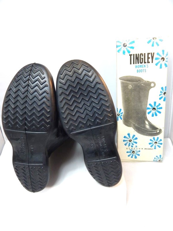 Nos Vintage 1970s US Tingley Black Rubber Boots Rain Stretch On ...
