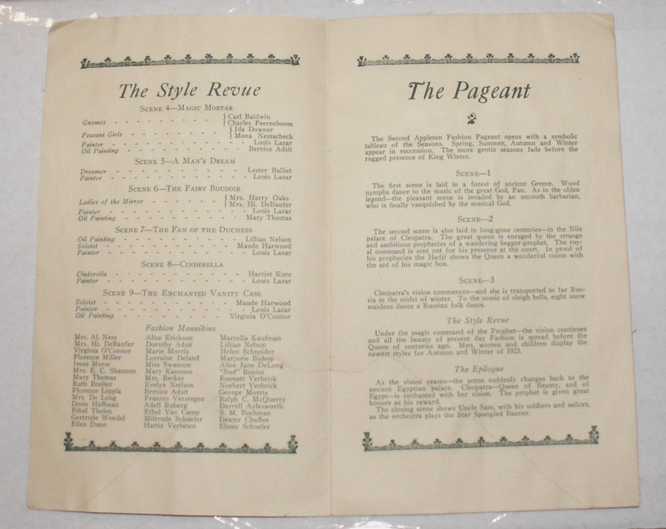 Vintage Rare 1923 LAWRENCE UNIVERSITY APPLETON, WI Pageant/Style Review ...