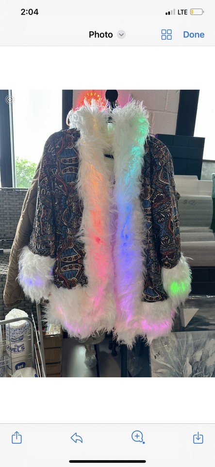 LED Light Fur Coat – LED Clothing Cloak Rave Clothes for Women SIZE S ...