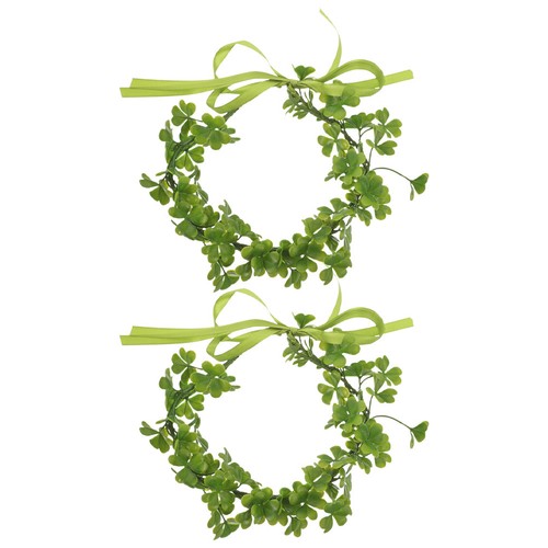 2Pcs Wreath Shamrock Headpiece Tiara Crown Shamrock Wreath Green Leaf ...