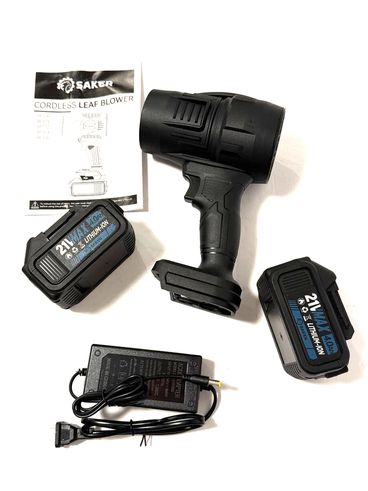 Saker Handheld Cordless Leaf Blower 21V 4.0Ah 2 x Battery, Model BF170 ...