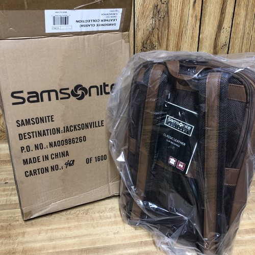 Samsonite Classic Leather Slim Backpack, Cognac Brand New | eBay