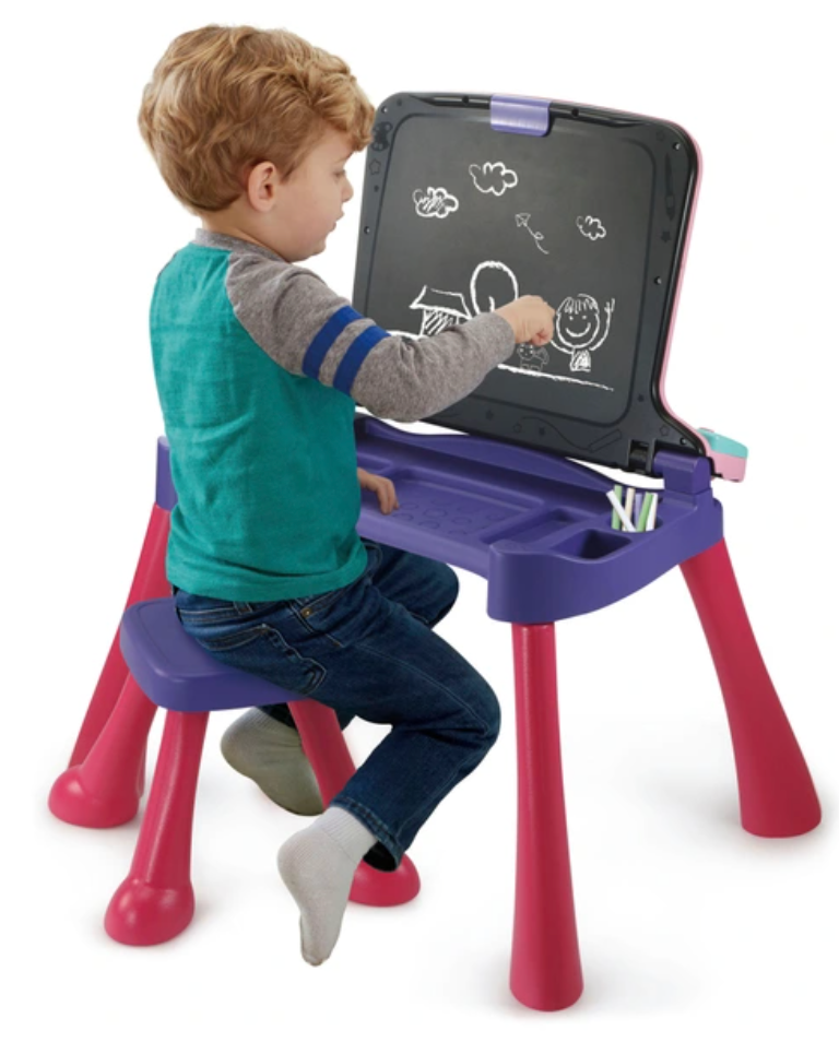 VTech Draw and Learn Activity Desk Pink - Kids Playset Learning Toys ...