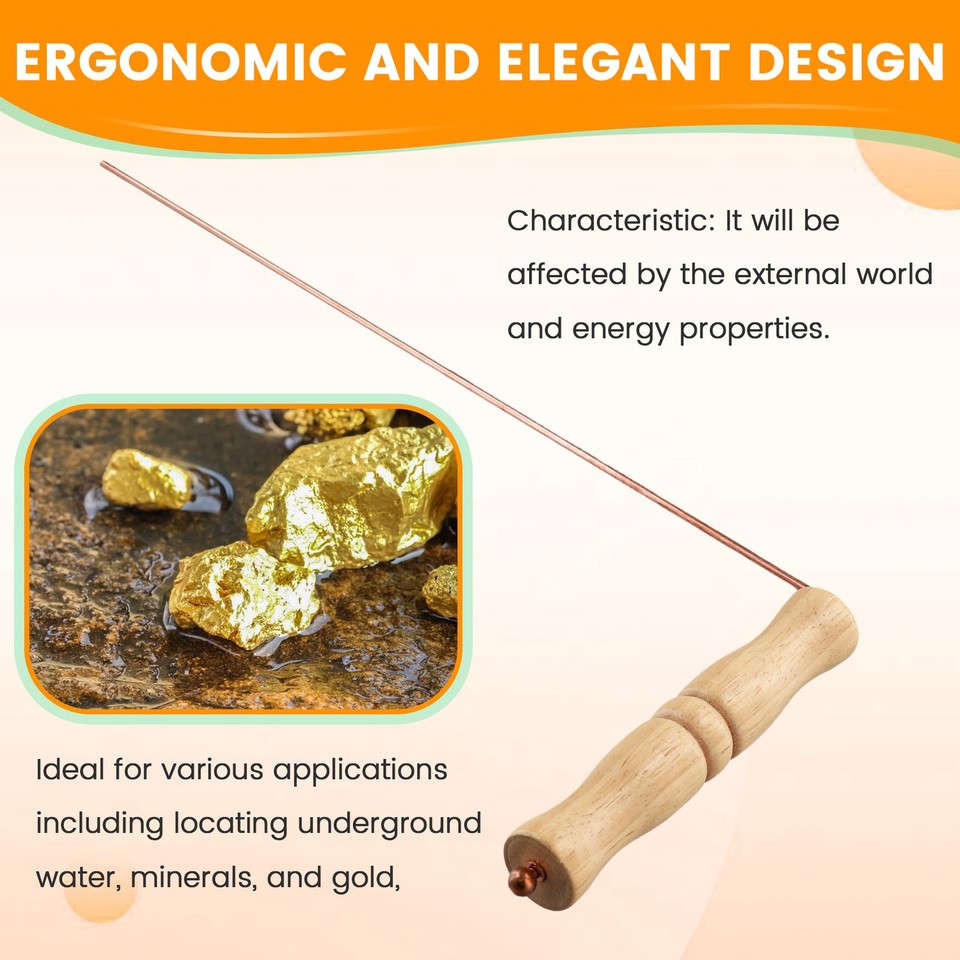 Copper Dowsing Rods Kit for Divination Tool - Natural Wooden ...