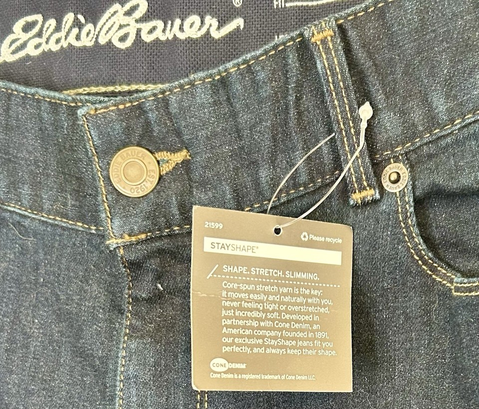 New Eddie Bauer Jeans Womens Plus Size 16W Curvy Straight Leg Stayshape ...