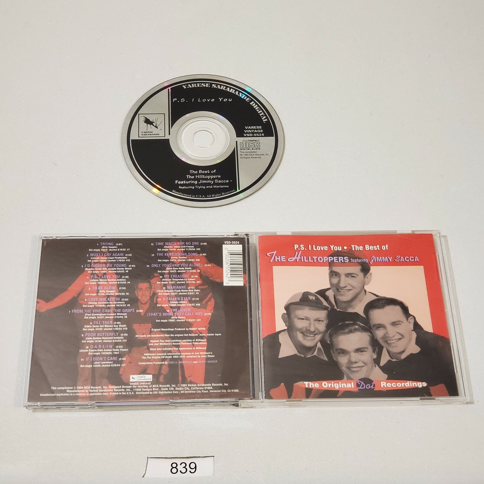 P.S. I Love You: The Best of the Hilltoppers -featuring Jimmy Sacca -CD ...